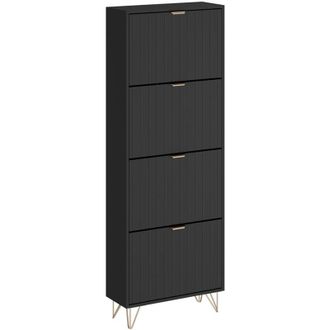Vicco Armoire &agrave; chaussures Helge, Noir, 60x166.7cm 4 compartiments