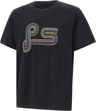 Paul Smith Homme, Tops, Noir, Taille: 2XL Swirly PS T-Shirt