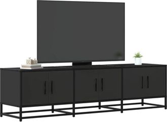 vidaXL Vidaxl - Meuble tv noir 150x35x41 cm bois dingénierie et métal