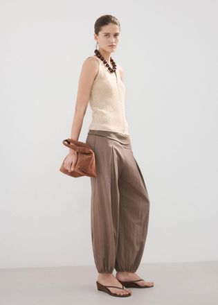 Mango Gilet maille ajour&eacute;e sable - Femme - XXS - MANGO