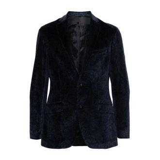 Etro Blaue Samt Casual Blazer - - Jackets - Herren - Blau - 3XL