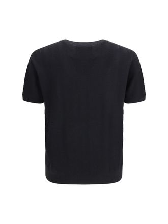 Giorgio Armani Mens Short-Sleeved Cotton And Silk Sweater Black