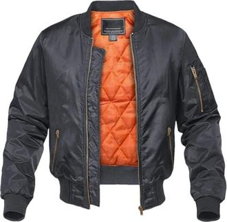 Generic Blouson bomber &eacute;pais et chaud pour homme avec doublure orange pour lautomne et lhiver, gris fonc&eacute;, 4XL