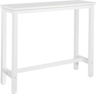 Woltu Table de Bar Étroite et Haute 120x40x100cm, Table à Manger avec Structure en Métal et Plateau en MDF Robuste, Blanc