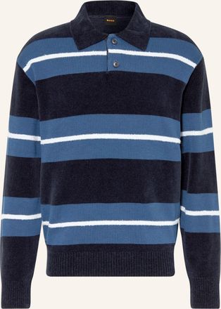 HUGO BOSS Strick-Poloshirt Amburgh blau
