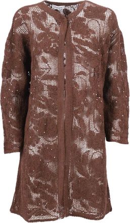 KANGRA Femme, Pulls, Brun, Taille: 38 FR Spolverino Ricamo Cornely + Paillettes