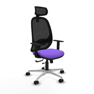 Piqueras y Crespo B&uuml;roarbeitsstuhl mit 1D-Armen, h&ouml;henverstellbare Lendenwirbelst&uuml;tze und h&ouml;henverstellbares Kopfteil und Neigungsverstellung, ausgestattet mit Syncro/T