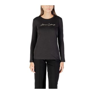 A|X Armani Exchange Schwarzes Baumwoll Langarm T-Shirt - - Tops - Damen - Schwarzk - L