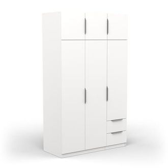 Demeyere Armoire Dressing avec Penderie Moderne 6 Portes 5 Etagères 2 Tiroirs - Blanc Mat - 119,4 x 51,1 x 203 cm