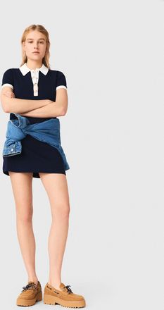 Maje Polokleid Mit Kontrastdetails - Marineblau - Maje