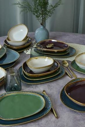 Hermia Elegant 24-Piece Ceramic Dinner Set, 100% Stoneware, Antibacterial & Eco-Friendly | Easy Clean, Dishwasher Safe | Perfect for Stylish Dining & Enterta