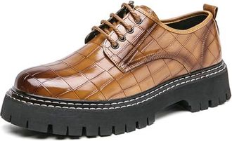 Generic Chaussures habill&eacute;es &agrave; lacets pour homme - En cuir synth&eacute;tique - Semelle &agrave; crampons - Style classique - Bout rond - Confortables, marron, 38 2/3 EU