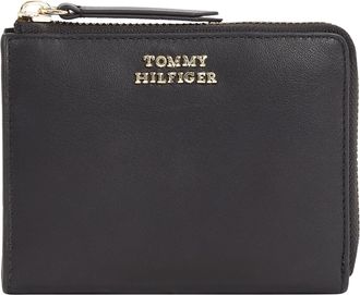 Tommy Hilfiger Damen Portemonnaie Hilfiger Leather Med Za Klein, Schwarz (Black), Einheitsgröße