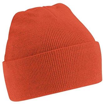 Beechfield Bonnet tricot&eacute; - Unisexe (Taille Unique) (Orange fonc&eacute;)