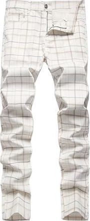 Generic Pantalon chino moulant pour homme - Coupe ajust&eacute;e - Coupe ajust&eacute;e - Pantalon chino extensible et confortable, blanc, 52