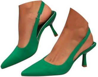 Minetom Escarpins Femme Su&egrave;de Pumps Talon Haut Et Bout Ferm&eacute; Parfait pour Les Mariages Et Les F&ecirc;tes Slip-on High Heels A Vert 40 EU