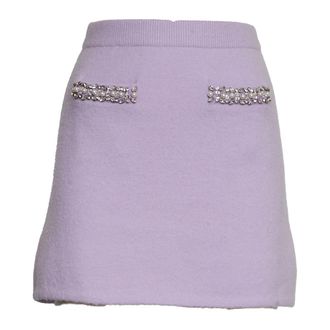 Self Portrait Lila Kristallbesetzter Strickrock - - Skirts - Damen - Lila - XS