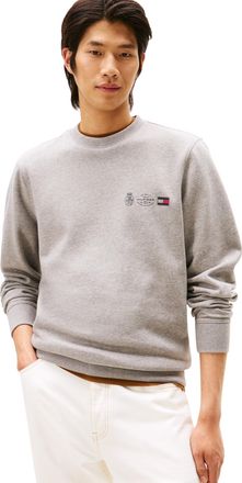 Tommy Hilfiger Herren Sweatshirt Small Crest Outline mit Rundhalsausschnitt, Grau (Medium Grey Heather), XXL