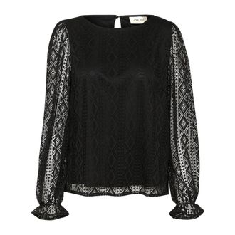 Cream Femme, Blouses et Chemises, Noir, Taille: 48 FR &Eacute;l&eacute;gante Chemisier Noir avec Manches Bouffantes