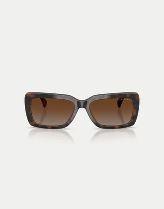 Ralph Lauren rechteckige polarisierte Sonnenbrille mit braunem Glas in Schildpatt