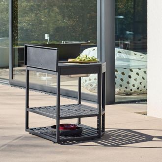 Sweeek Module dangle cuisine ext&eacute;rieure acier avec bac &agrave; gla&ccedil;ons et planche en bois L80cm - Thira
