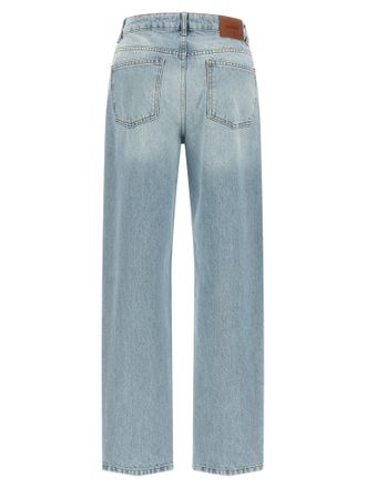 Rotate Front Zip Organic Cotton Jeans - Light Blue