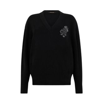 Roberto Cavalli V-Ausschnitt Pullover - - Knitwear - Damen - Schwarzk - S