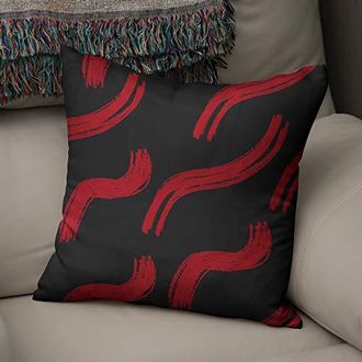 Bonamaison Le Jardin du Lin Kissen Zierkissenbezug Kissenbezug, Rot schwarz Dekoration, Für Zuhause Autos Büro Sofa Wohnzimmer Couch Schlafzimmer Dekor, 50x50 Cm