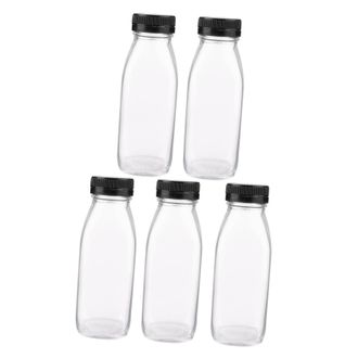Amosfun 5 St&uuml;ck Glasflaschen 300 Ml Aus Glas Mit Schraubdeckel Transparent F&uuml;r Saft Milch Aufbewahrung Wasserflasche F&uuml;r K&uuml;che Und Reisen