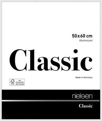 Nielsen Design Bilderrahmen, 50 x 60 cm, Aluminium, Weiß glanz, Posterrahmen zum Aufhängen im Hoch- & Querformat, Echtglas, Classic