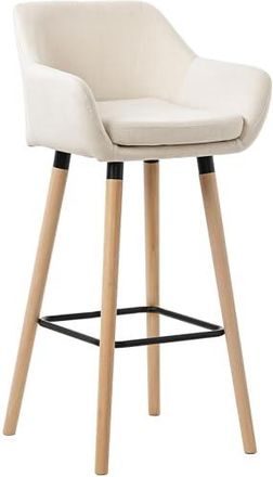 Clp Tabouret de Bar rembourré avec Dossier Grant, Chaise de Bar avec revêtement en Tissu, Structure en Bois supportant jusquà 150 kg, Couleur:Beige