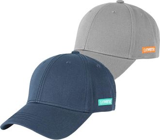 Riverso Herren Cap RIVNoel 2er Pack Baseballcap Snapback Kappe Sport Verstellbare Outdoor Mütze Basic Einfarbig 100% Baumwolle Einheitsgröße Grau Blau, Größe: