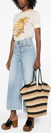 Zimmermann Striped Raffia Tote Bag - Beige