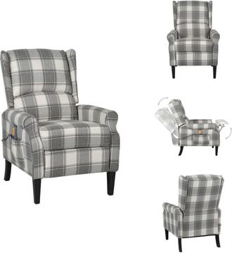 vidaXL Massagesessel Wei&szlig;grau Stoff - Massage Stuhl - Relaxsessel - Elektrischer Massagestuhl - Fernsehsessel - Heizbarer Sessel