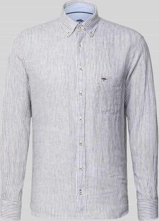 Fynch-Hatton Slim Fit Leinenhemd mit Button-Down-Kragen