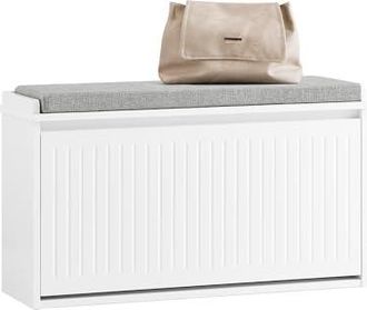 SoBuy Banc Chaussures Entrée Meuble Chaussure avec Assise Coussin Rembourré et Abattant - Meuble de Rangement Chaussures, L80 x P26 x H45 cm - Capacité de C