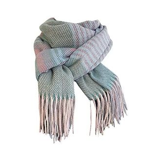 Generic &Eacute;charpe dhiver &agrave; carreaux de qualit&eacute; sup&eacute;rieure avec pompon pour femme et homme - Ch&acirc;le tartan surdimensionn&eacute; - Motif &agrave; carreaux classique - &Eacute;charpe d