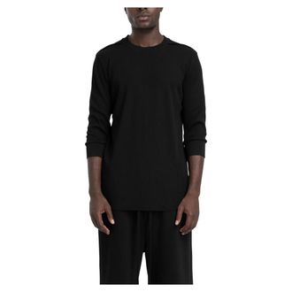 Thom Krom Homme, Pulls, Noir, Taille: L T-Shirt Structur&eacute; Manches 3/4