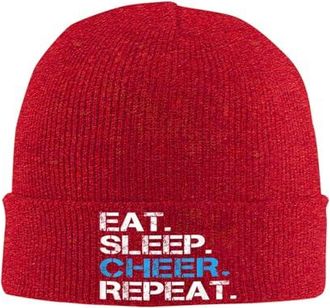 Generic Manger, Dormir, Encourager, R&eacute;p&eacute;ter, Cheerleading, Cheerleader Homme Femme Bonnet De Trawler L&eacute;ger Bonnets Tricot&eacute; Classique Skull Cap pour Cyclisme C