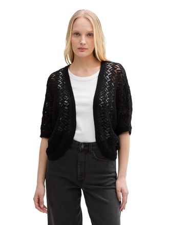 Tom Tailor Damen 1046614 Cardigan Strickjacke, 14482-Deep Black, L