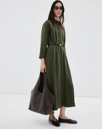 Mango Robe chemise en lyocell avec ceinture kaki - Femme - XS - MANGO