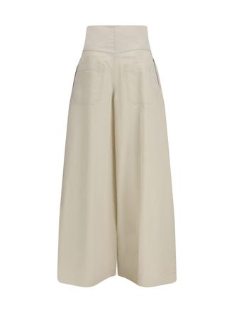 Brunello Cucinelli Pleated Wide-Leg Trousers - Beige