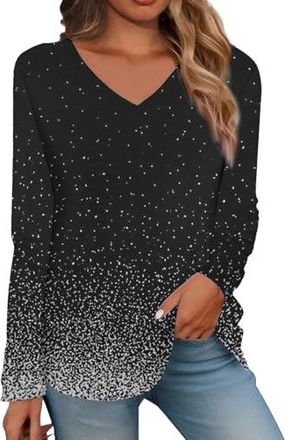 Generic Sweatshirt Brillantes Femmes Casual Haut &Agrave; Brillantes &Agrave; Sequins Tee-Shirt Chemise Top Manches Longues Oversize Costume Brillante Performance Party Coc
