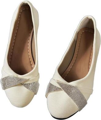 Generic Chaussures compens&eacute;es orthop&eacute;diques l&eacute;g&egrave;res &agrave; strass pour femme - Talon moyen bas - Style d&eacute;contract&eacute; - Pour le travail, blanc, 40.5 EU