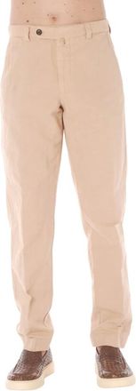 Berwick 1707 Homme, Pantalons, Beige, Taille: L Pantalon droit &agrave; devant plat en coton et lin