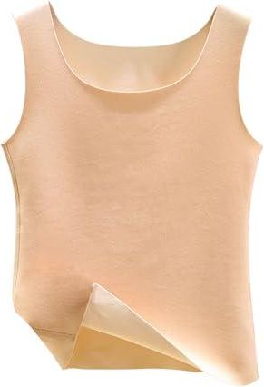 Generic Top D&eacute;bardeur thermique pour femme - T-shirt sans manches - Couche de base - Sans couture - Gilet chaud - Col en U - Entra&icirc;nement, beige, XL