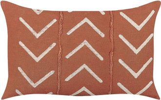 Beliani Beliani - Coussin Décoratif en Coton à Motif Géométrique Orange 35 x 55 cm pour Salon Albium