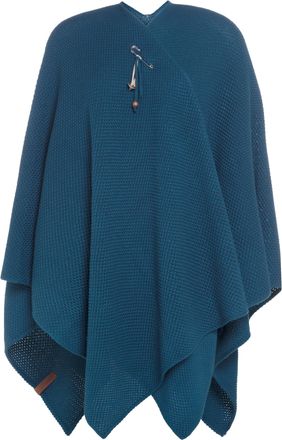 Knit Factory Jazz Poncho - Elegant Gestrickter Damen Cape - Wickelschal mit Wolle - Hochwertige Qualit&auml;t - Petrol