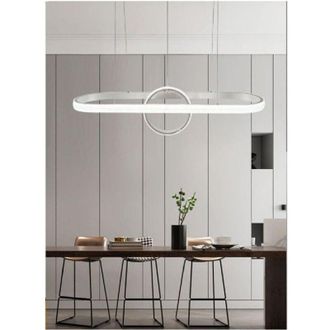 Trade Shop Trade Shop - LED-H&auml;ngeleuchter Design Circle Oval Wei&szlig; Modern Pendelleuchte 54W LP-30B