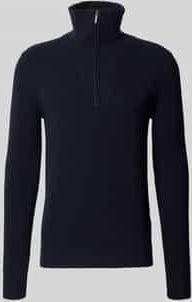 Bugatti Strickpullover aus Woll-Mix mit Troyer-Kragen